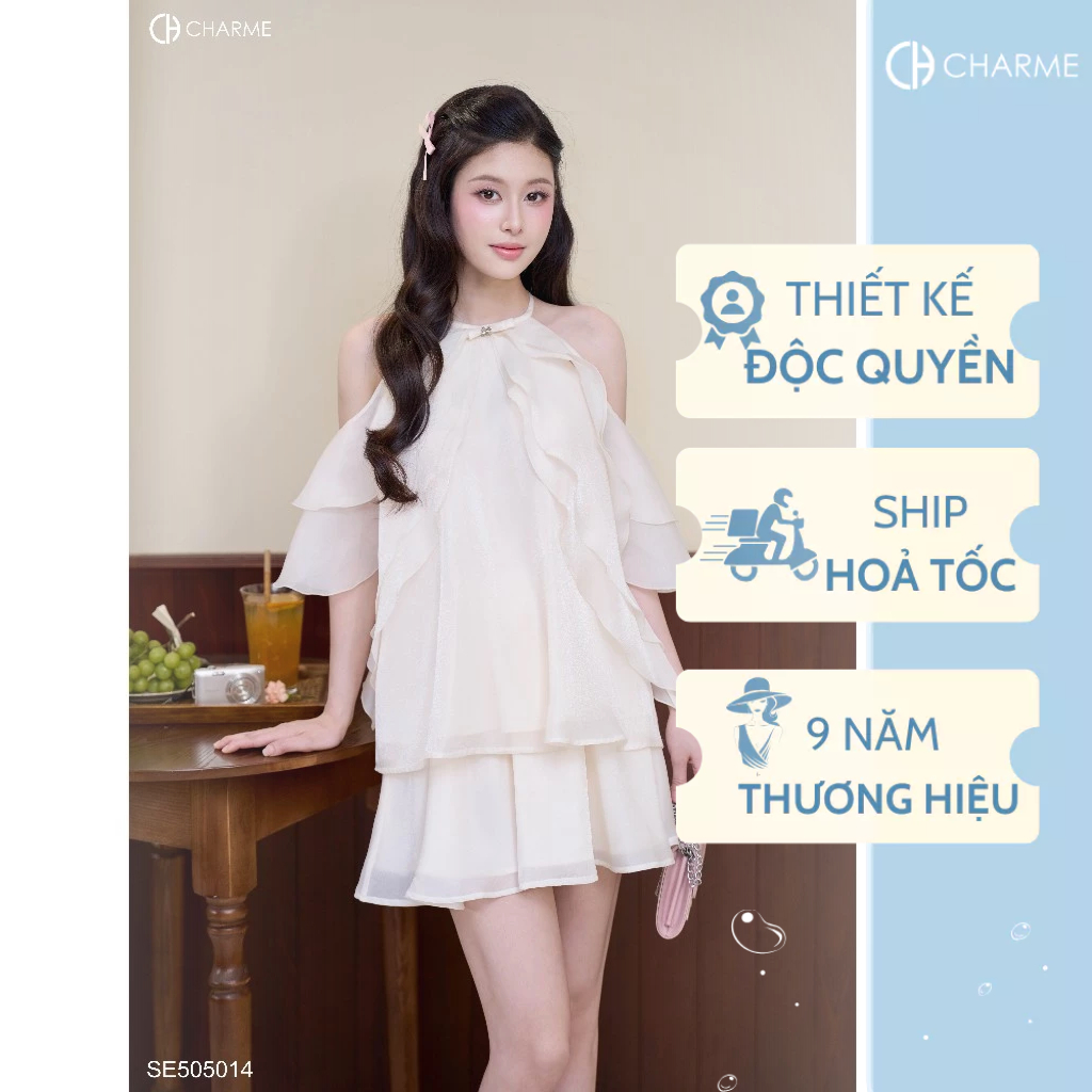 Set tơ đi chơi đi biển cổ yếm kèm bèo kèm chân váy Charme Store 505014 ...