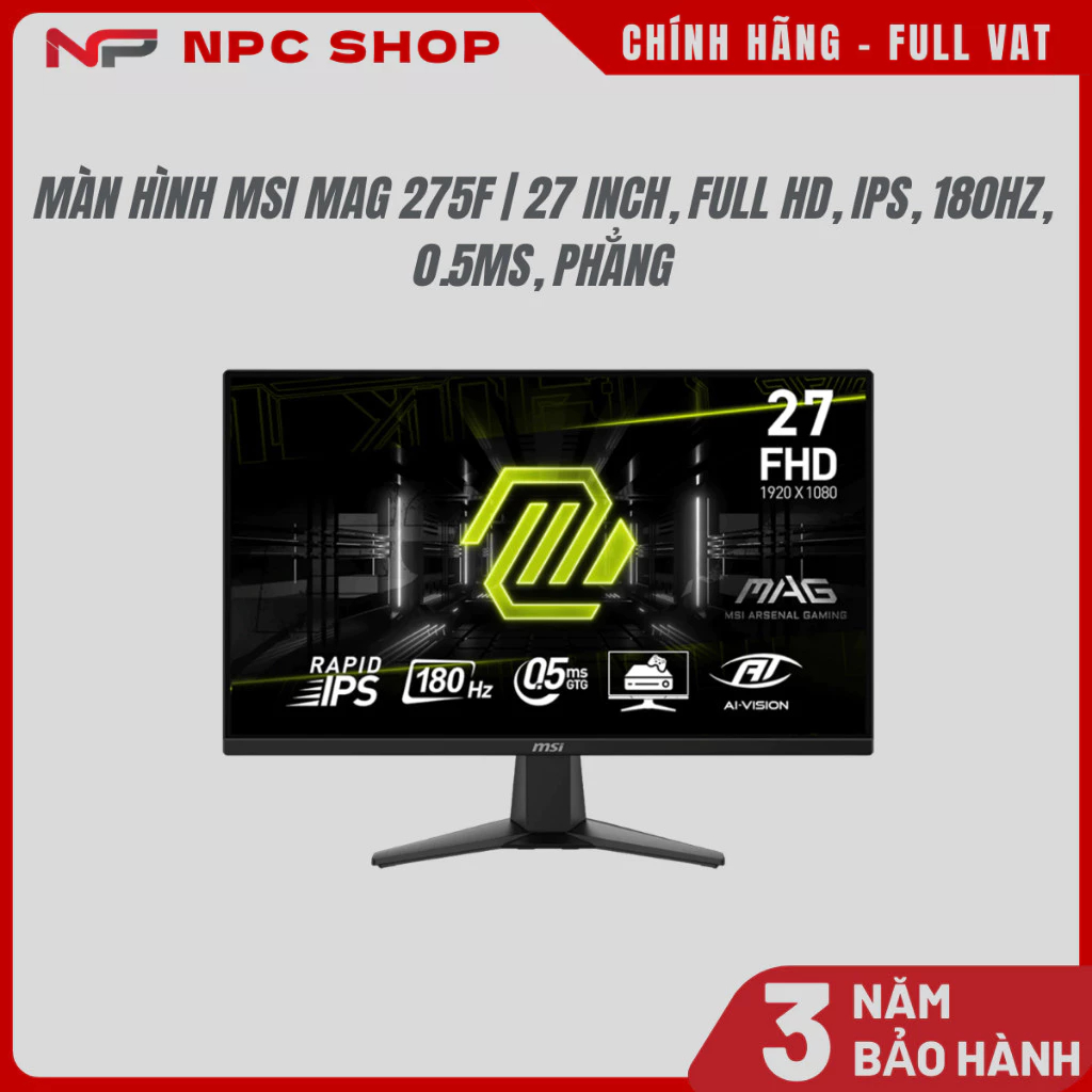Màn hình MSI MAG 275F | 27 inch, Full HD, IPS, 180Hz, 0.5ms, phẳng ...