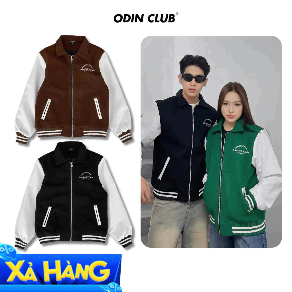 Áo khoác Varsity Racing ODIN CLUB, Áo thân dạ - phối da nam nữ unisex ...