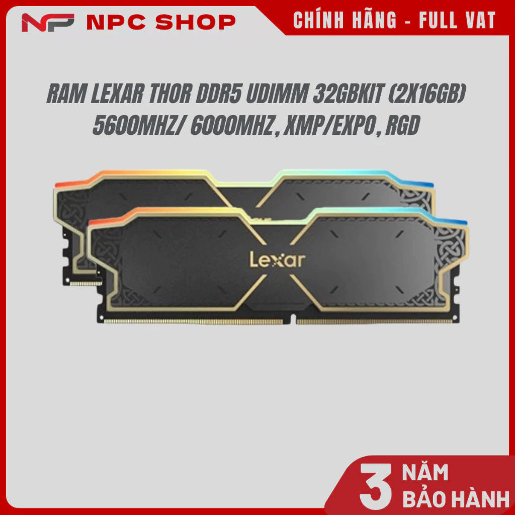 Bộ nhớ RAM máy tính Lexar THOR DDR5 UDIMM 32GBKit (2x16GB) 5600MHz ...