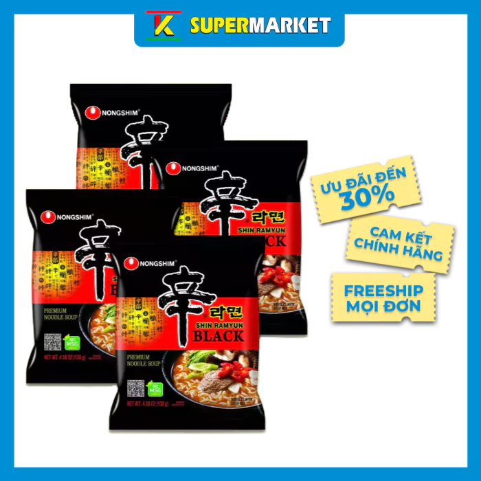 [CHÍNH HÃNG] Mì Cay Hàn Quốc Shin Ramyun Black – Lốc 4 Gói (134g/Gói ...