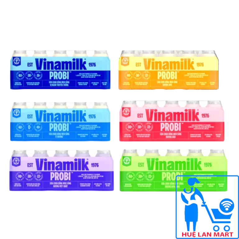 1 Lốc sữa chua uống men sống Proby/ Probi Vinamilk đủ vị chai 65ml ...