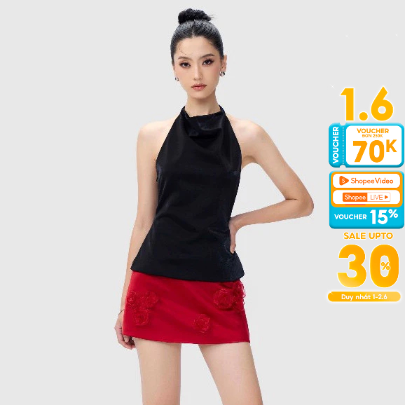 RECHIC Chân váy Sanily dáng A phối hoa thêu nổi thanh lịch | Shopee Việt Nam
