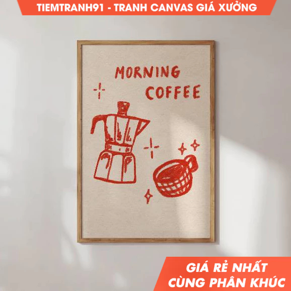 Tranh treo tường, Morning Coffee Illustration, Colorful Hand Drawn Moka ...