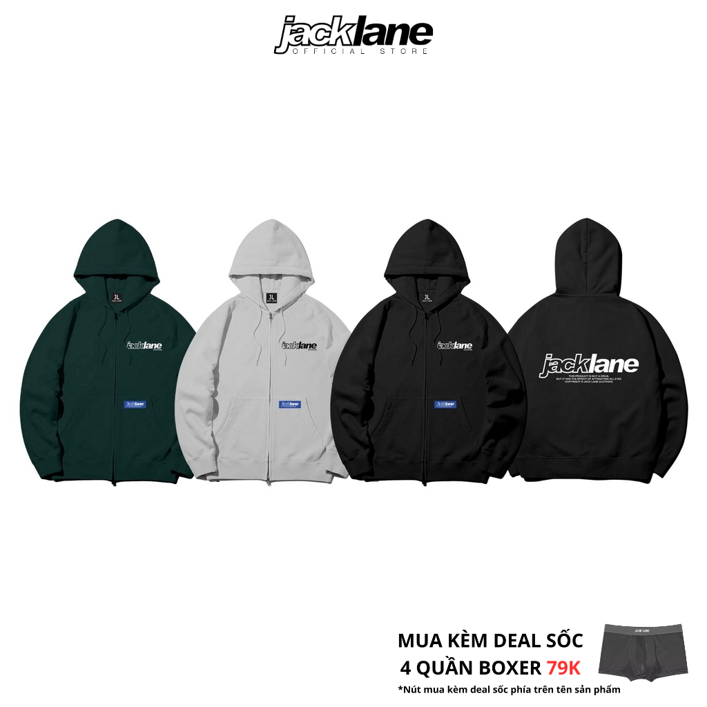 Áo Hoodie oversize Jacket Jack Lane Signature, Áo khoác kéo khóa có mũ ...