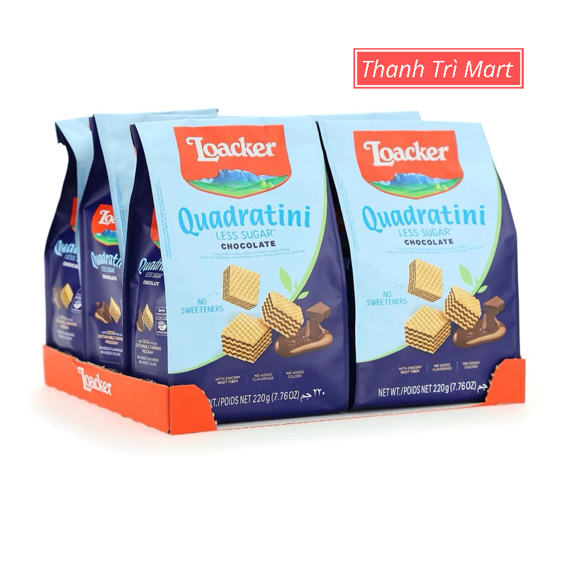 BÁNH XỐP NHÂN KEM SÔ CÔ LA_ ÍT ĐƯỜNG] LOACKER Quadratini Less Sugar 110gr | Shopee Việt Nam