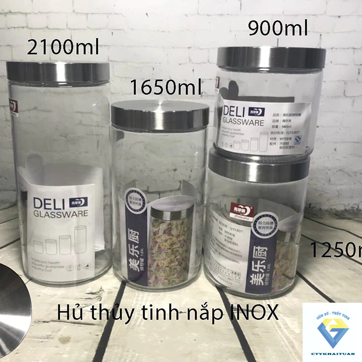Hũ thủy tinh TRƠN lớn HMFG60/ hũ 900ml / hũ 1250ml / hũ 1650ml / hũ 2100ml hũ đựng thực phẩm nắp ...