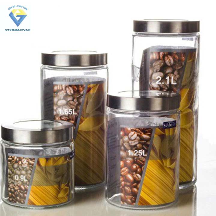 Hũ thủy tinh trụ tròn CAO CẤP 1650ML nắp thiếc đựng thực phẩm - hũ lớn 1650ml nắp thiếc - HU1650 ...