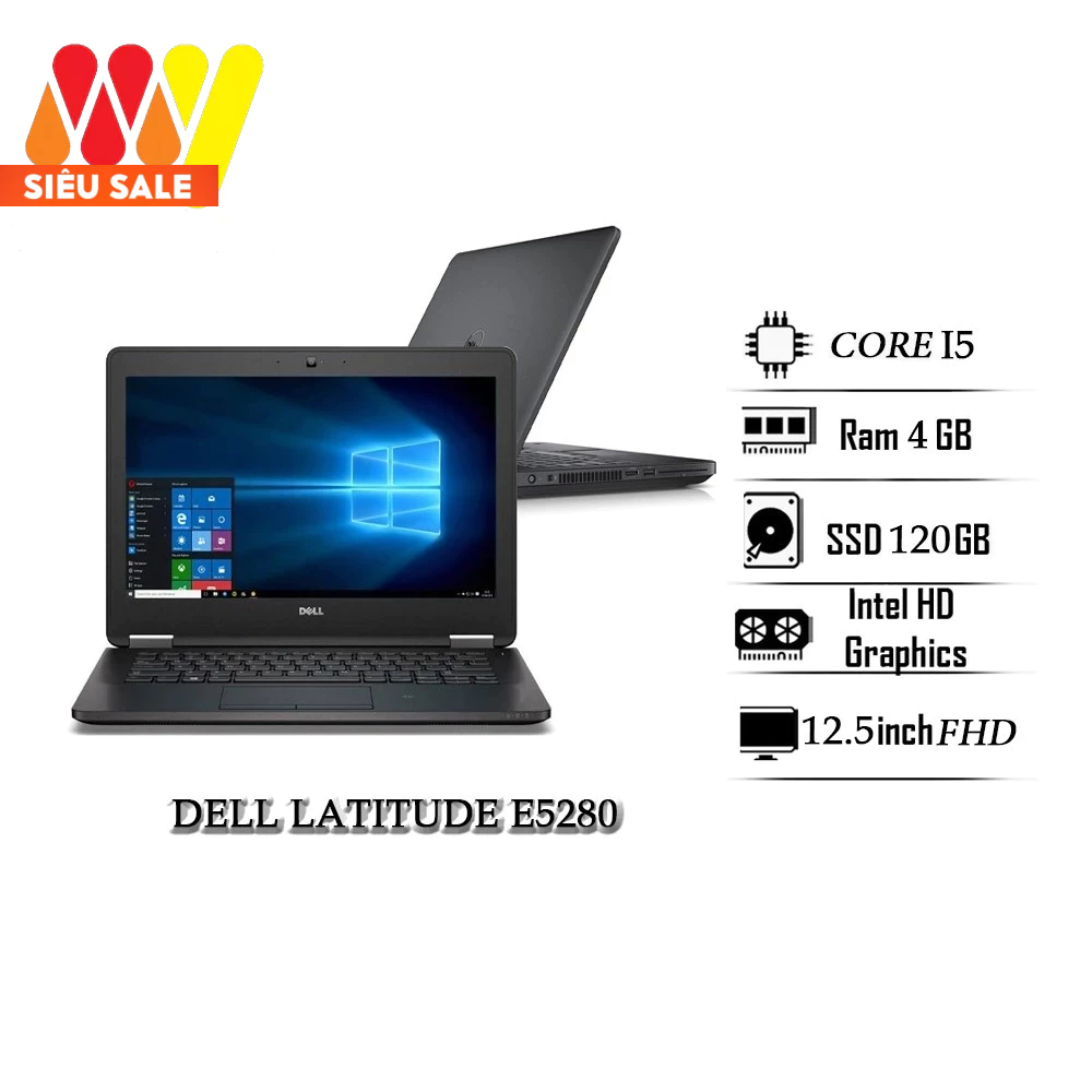 Laptop Dell Latitude 5280, E5280, Intel Core i5 - 7300U, Ram 8GB, SSD 256GB M2, Màn hình 12 ...