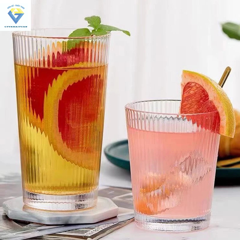 Hộp 6 ly thủy tinh sọc chữ V 330ml / 320ml / 410ml, hộp 6 ly thủy tinh uống sinh tố, cafe nhiều ...