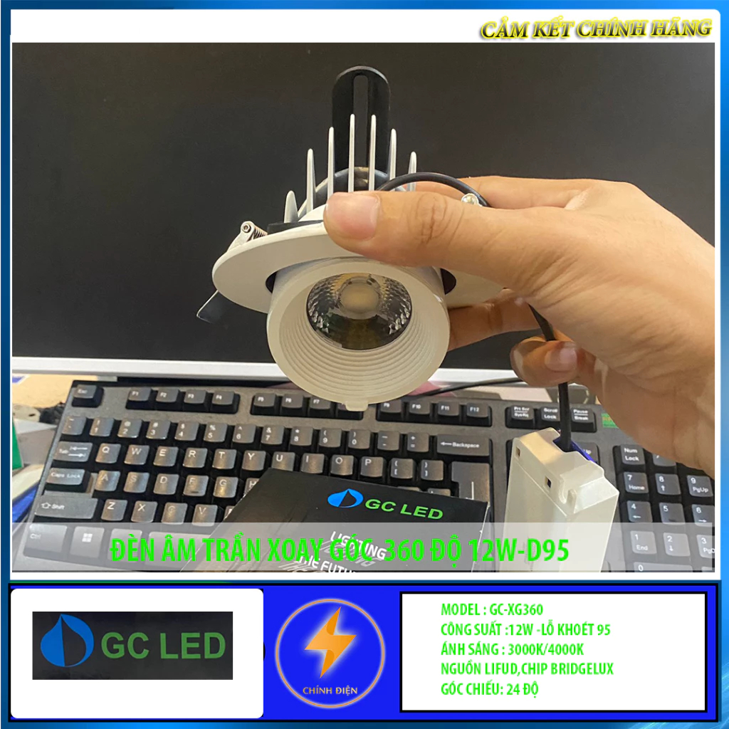 Đèn led âm trần chiếu tranh xoay góc 360 độ 12w d95 bảo hành 2 năm | Shopee Việt Nam