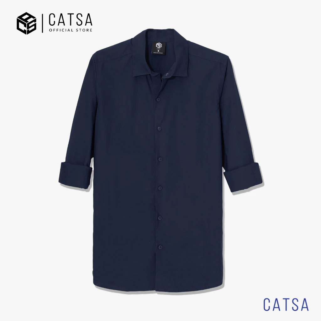 Áo sơ mi công sở nam CATSA form slimfit dày dặn đứng form ASD018 ...