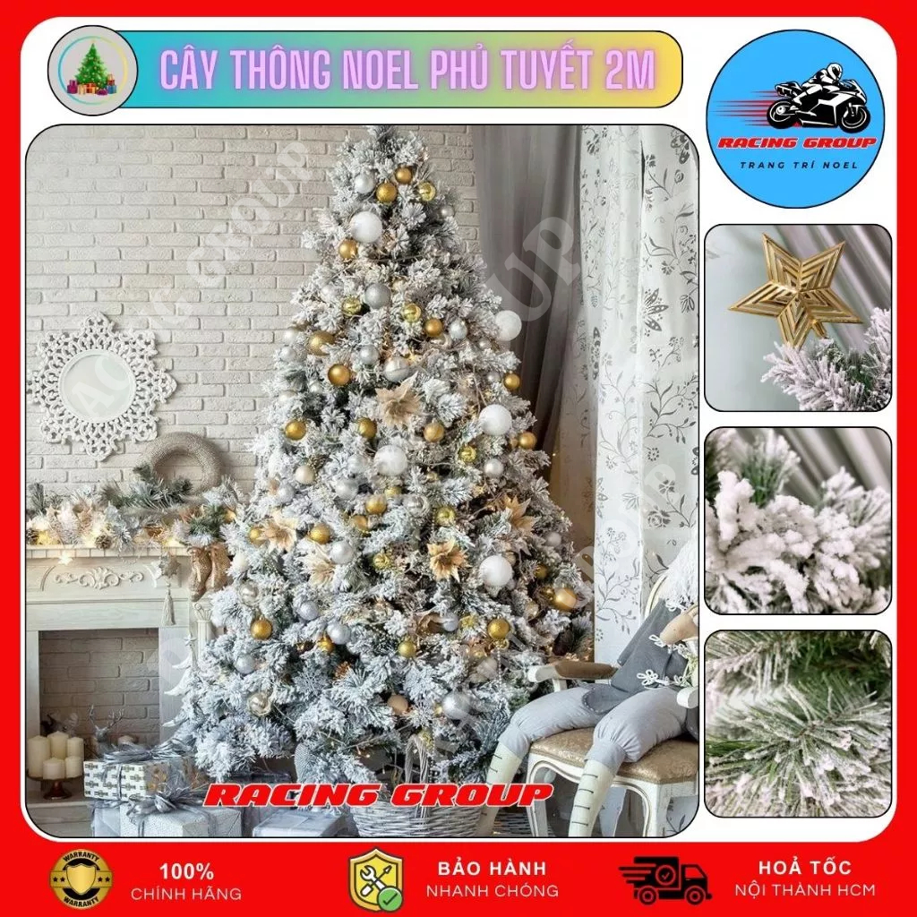 Cây Thông Noel Phủ Tuyết A4 1M2 1M5 1M8 2M1 2M4 Cao Cấp Trang Trí Decor ...