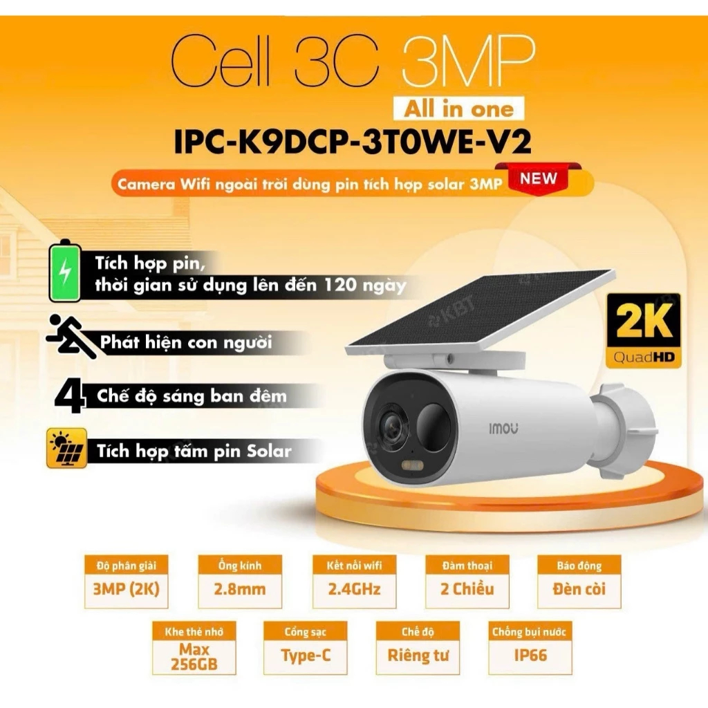 NĂNG LƯỢNG MẶT TRỜI+PIN 120 NGÀY/Camera WIFI imou Cell 3C IPC-K9DCP-3T0WE-V2 Solar Chính Hãng ...