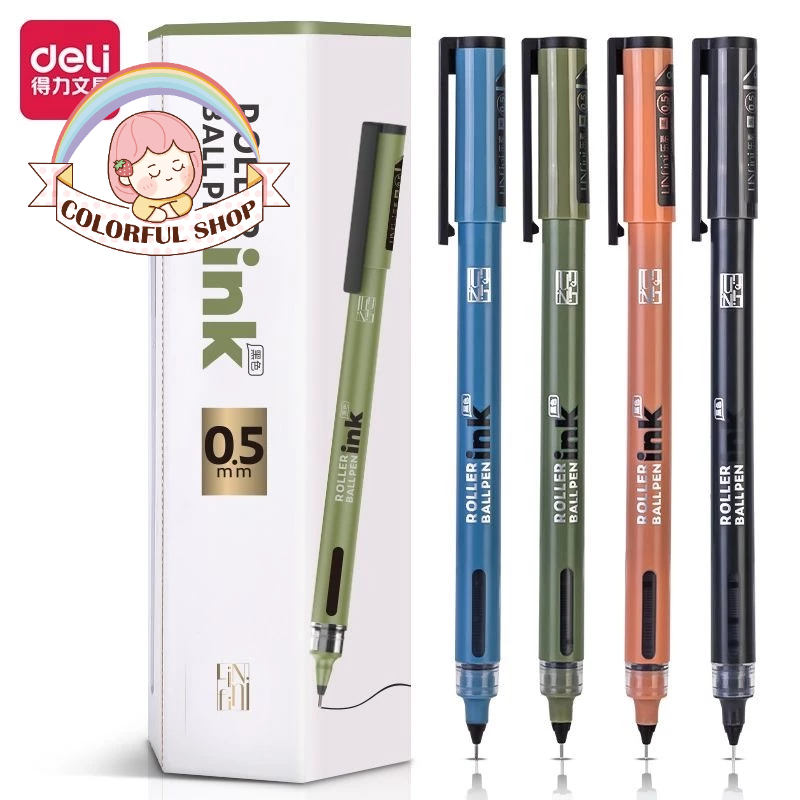 Bút kim gel Deli S1658 nhanh khô Bút bi gel bấm Deli S01-A mực đen Deli ...
