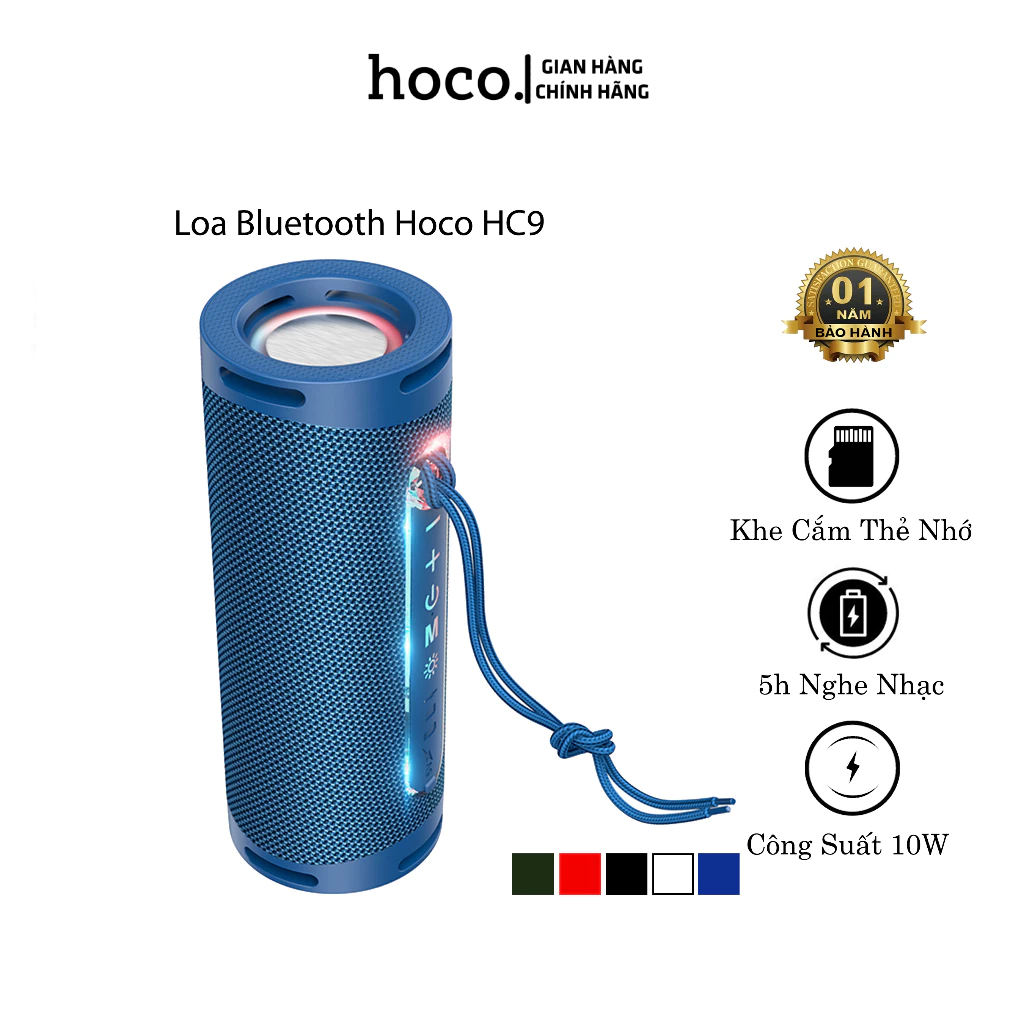 Loa Bluetooth Hoco HC9, Âm Thanh Trầm Ấm, Hỗ Trợ Khe Cắm Thẻ Nhớ, Công Suất 10W, 5H Nghe Nhạc ...
