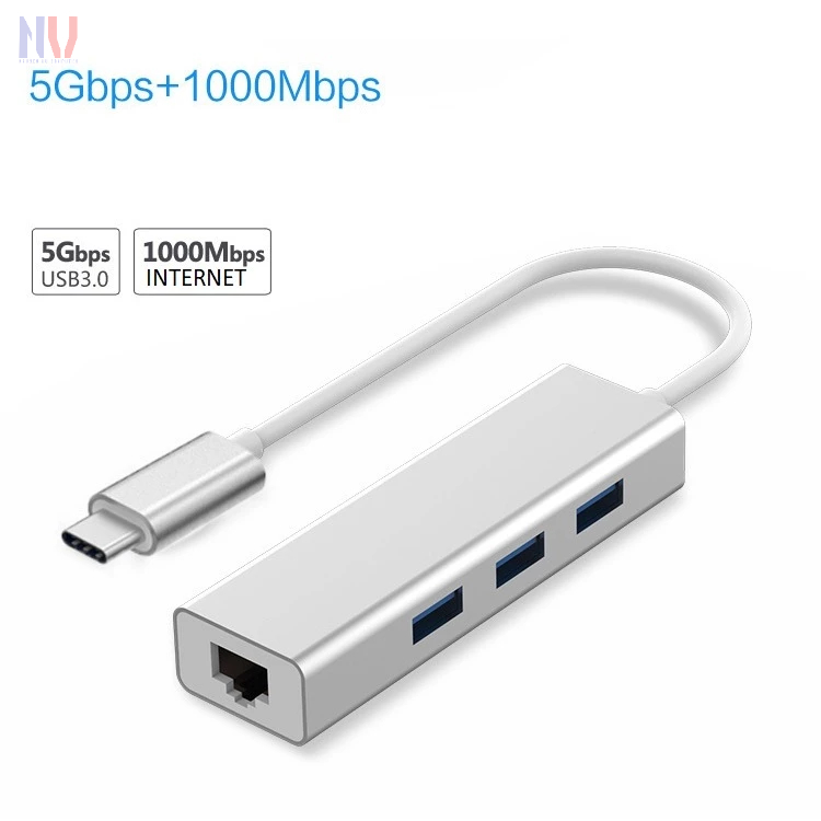 Cáp Chuyển USB/Type-C Sang LAN RJ45 + Hub USB 3.0 – Hỗ trợ 1000Mbps ...