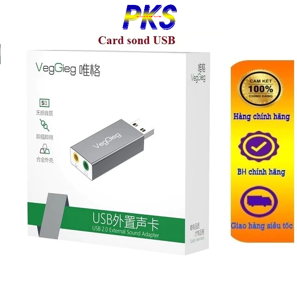 Sound Card USB 2.0 VegGieg V-K102 cho laptop máy tính PC | Shopee Việt Nam