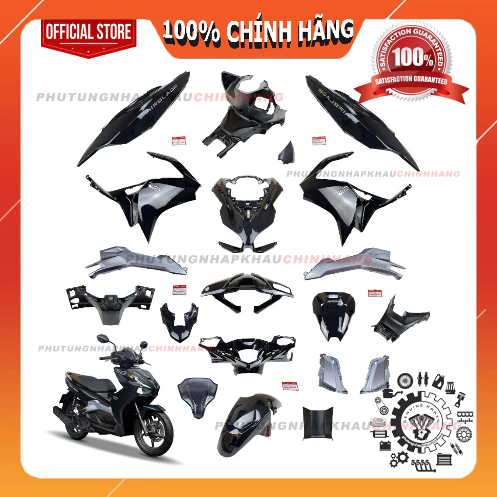 [LẺ MÓN] Dàn áo AB 150 2020 màu Đen Bóng Bạc tem Tiêu Chuẩn, Air Blade ...