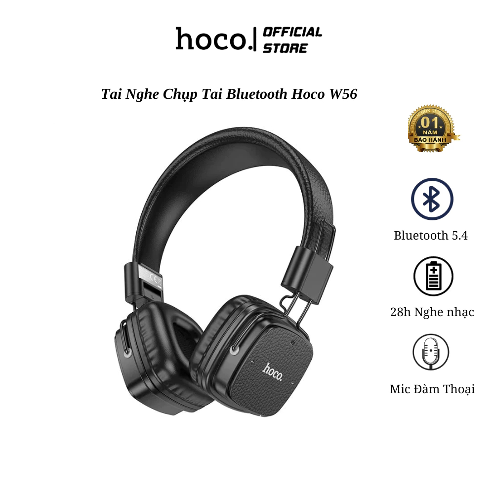 Tai nghe chụp tai HOCO W56, headphones bluetooth có mic đàm thoại, 28H ...