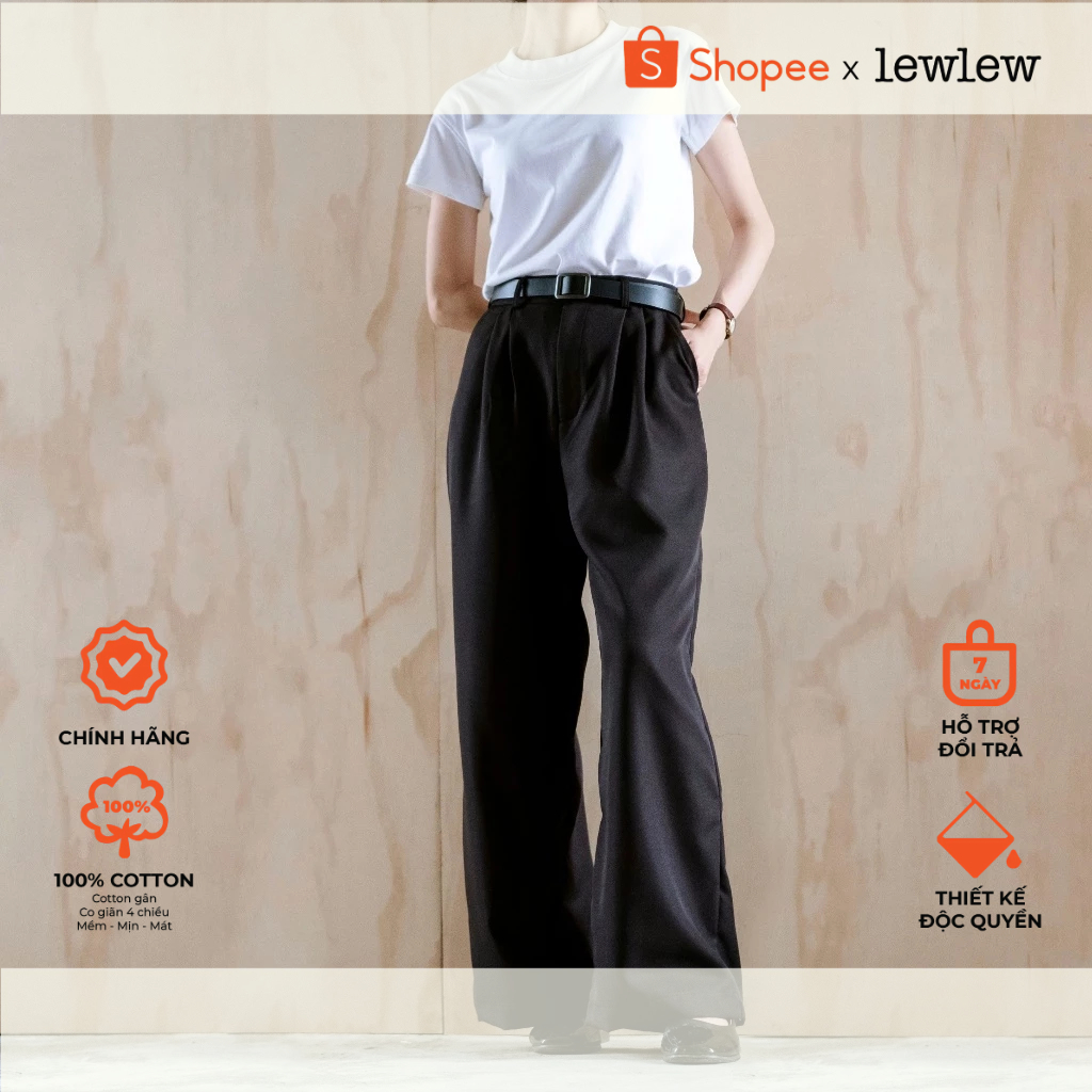 Quần dài nữ ống rộng lưng cao dáng suông, QUẦN TÂY Straight Trousers ...