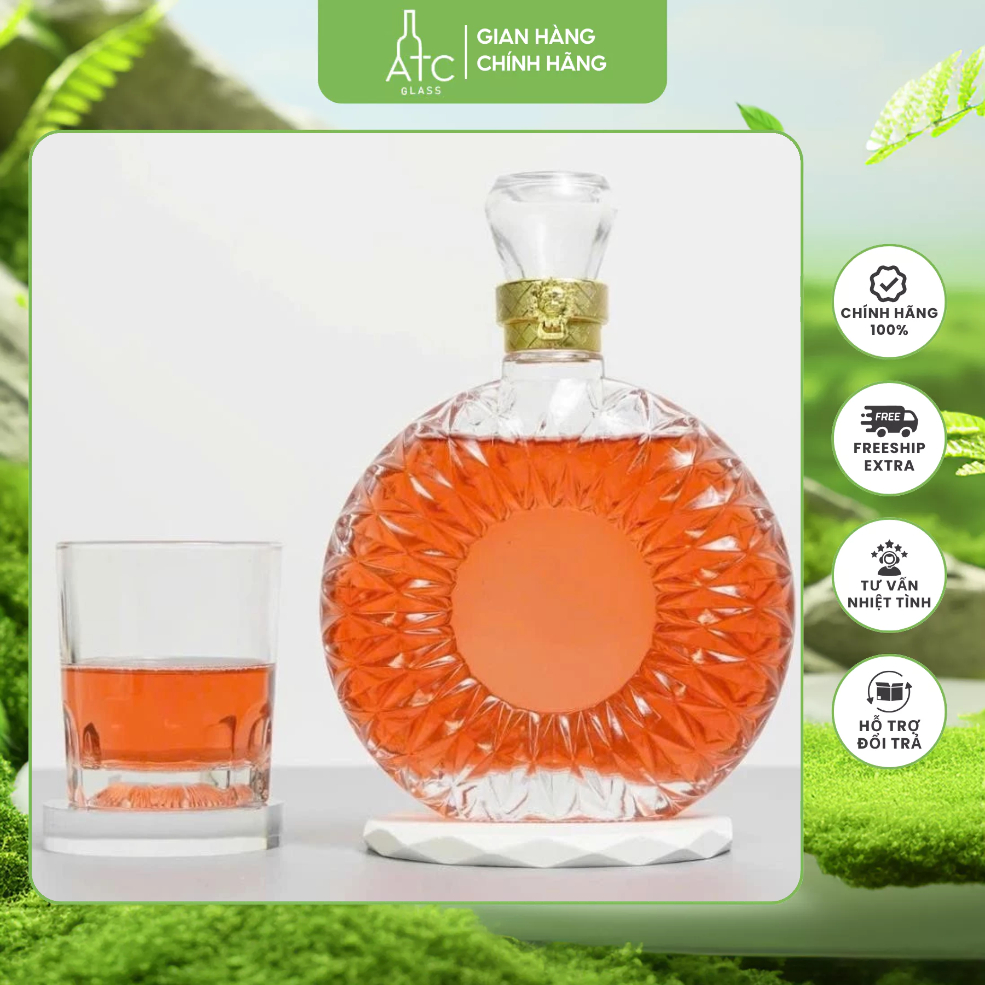Chai Thuỷ Tinh Đựng Rượu 500ml, Chai Rượu XOT Tròn, Bình Đựng Rượu Thủy ...