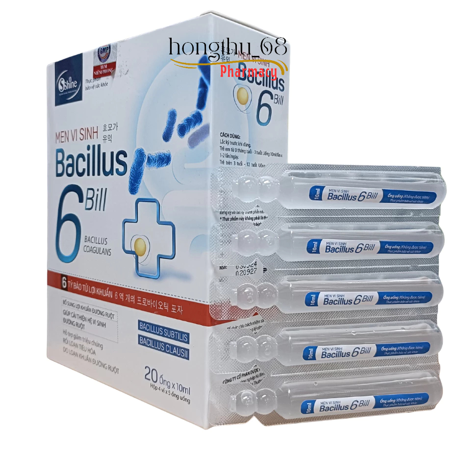Men vi sinh Bacillus 6 bill bổ sung 6 tỉ lợi khuẩn đường ruột, giảm rối loạn tiêu hóa (20 ống ...