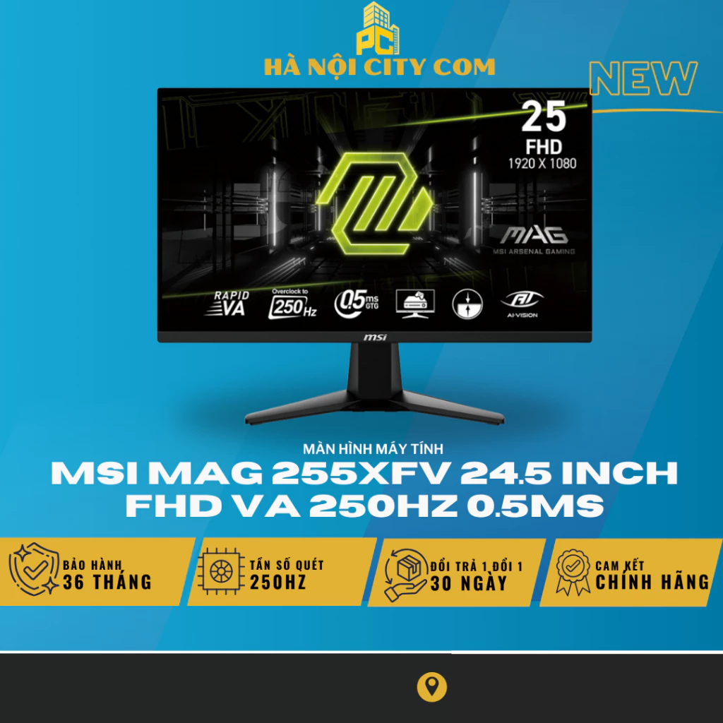 Màn hình phẳng MSI MAG 255XFV 25" FHD 250Hz VA 0.5Ms chuyên game New bảo hành chính hãng ...