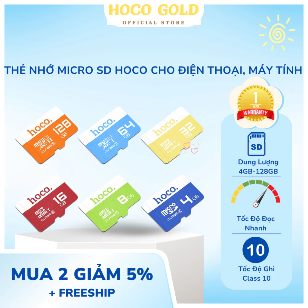 Thẻ Nhớ Micro SD Hoco Cho Điện Thoại, Máy Tính 4GB/8GB/16GB/32GB/64GB/128GB/256G Class 10 ...