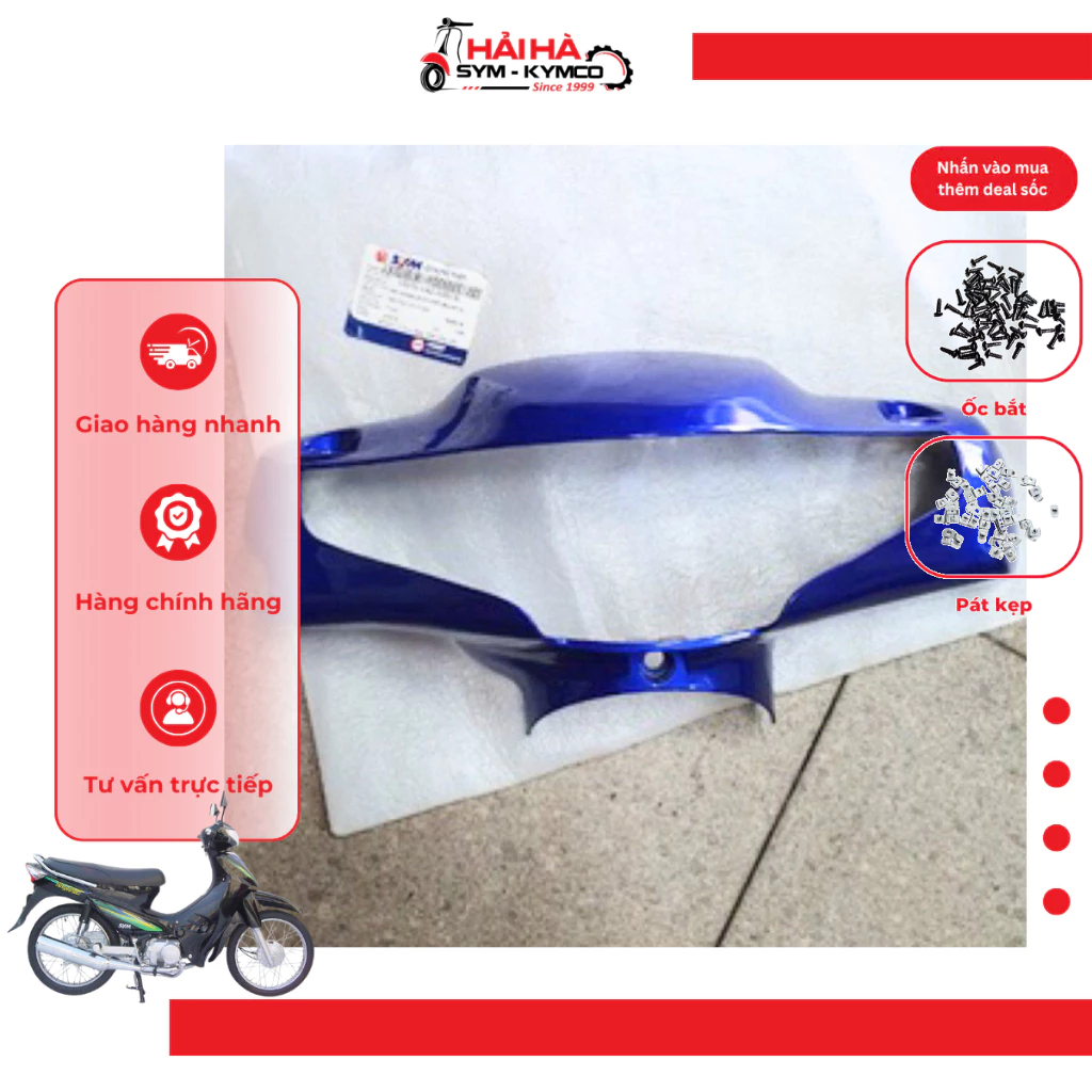 Nắp tay lái trước/ đầu đèn xe Angel 100cc mã VAD [Chính hãng SYM ...