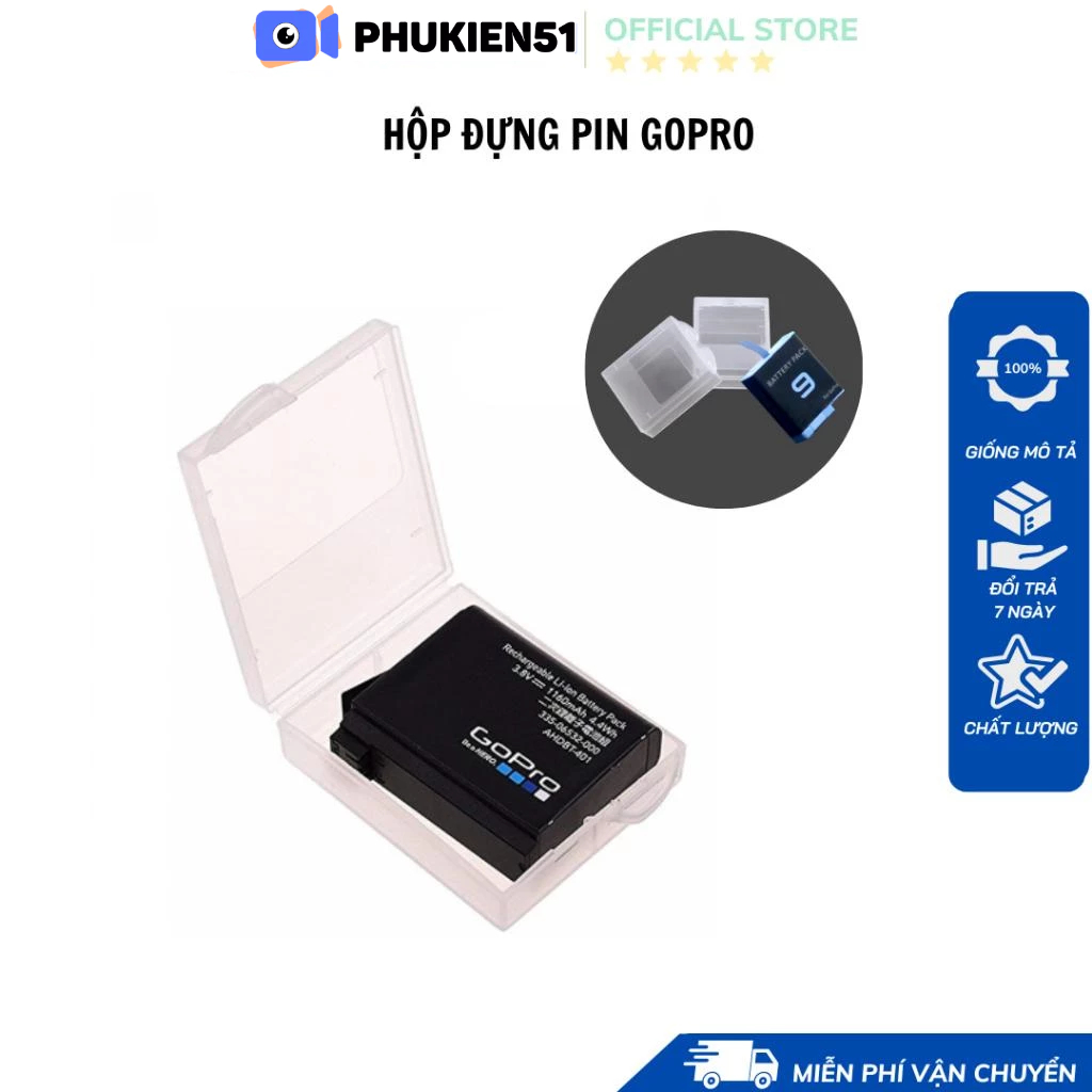 Hộp nhựa đựng pin cho Camera hành trình GoPro Hero 11 10 9 8 7 6 5 4 ...