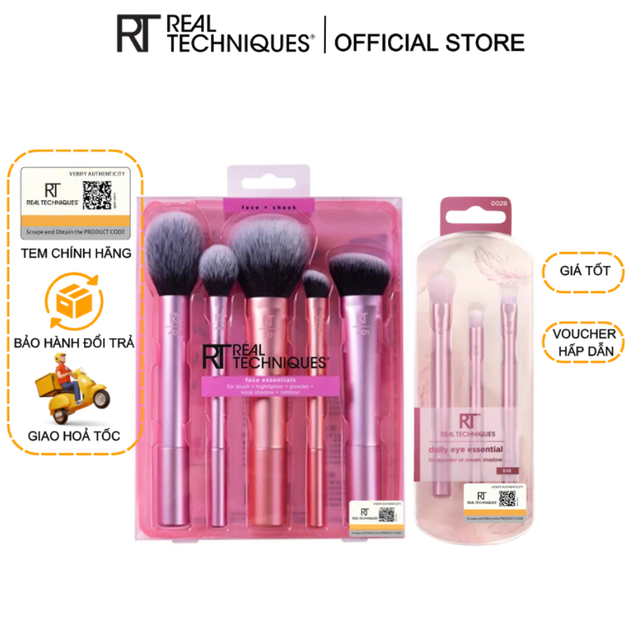 Bộ cọ 8 cây RT Real Techniques Daily Eye Essential Set & Face Essentials Set Brush | Shopee Việt Nam