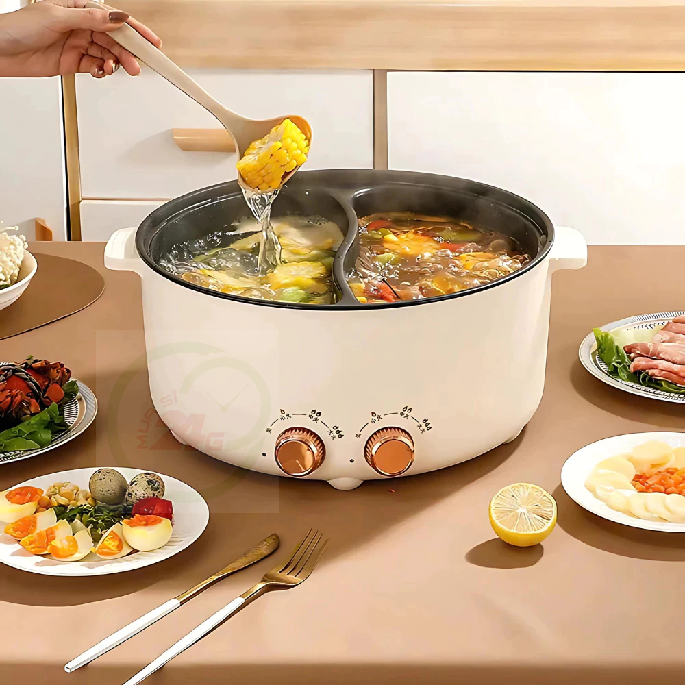 Nồi Lẩu Điện 2 Ngăn AH 28CM, Nồi Lẩu Đa Năng Cỡ Lớn 5L - Điều Khiển ...