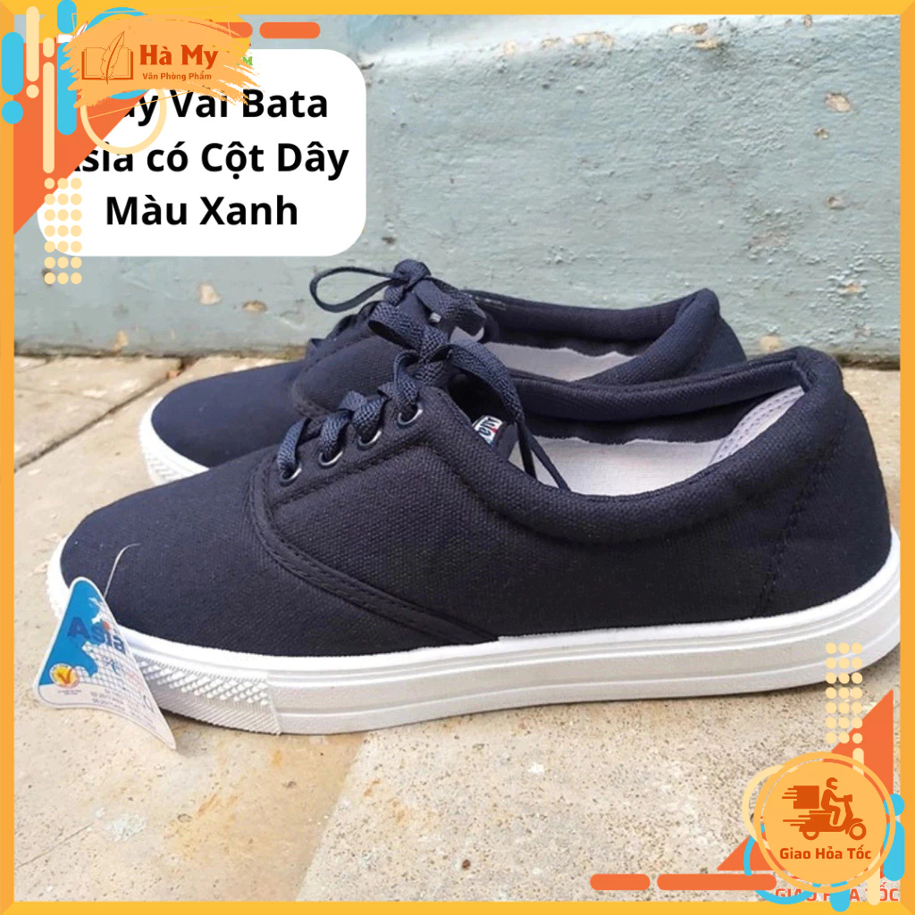Giày Vải Bata Asia có Cột Dây Màu Xanh | Shopee Việt Nam