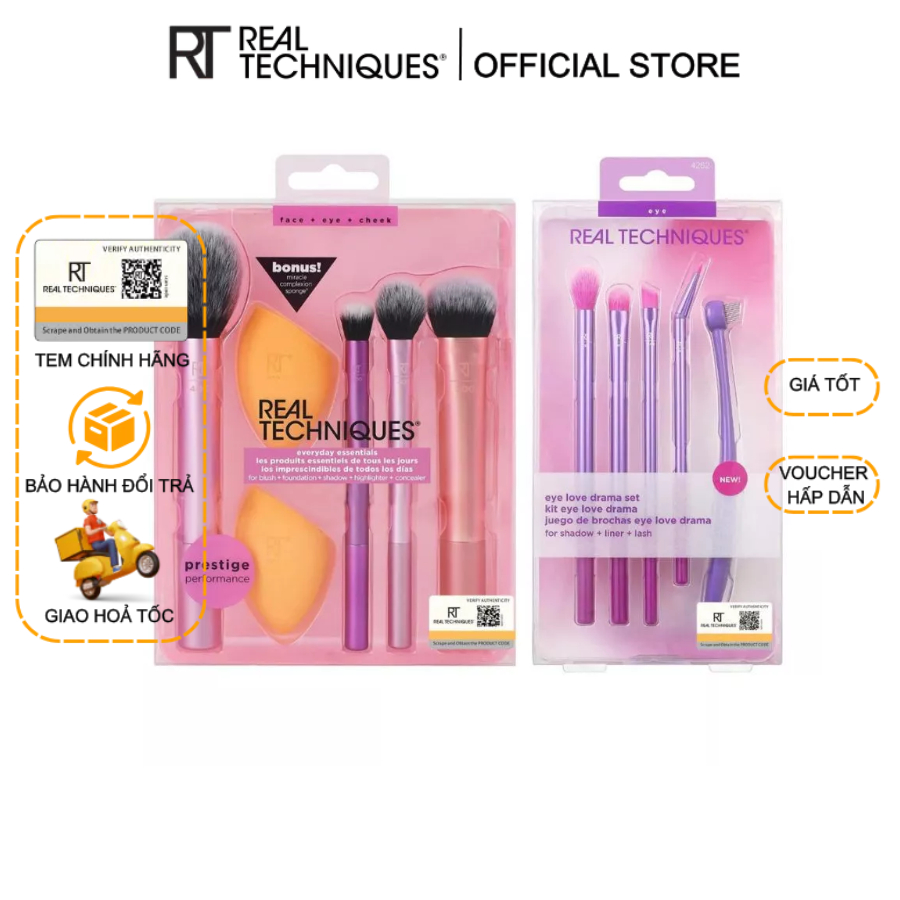 Bộ đôi RT Real Techniques Everyday Essentials (bonus) & Bộ mắt RT Real Techniques Kit Eye Love ...