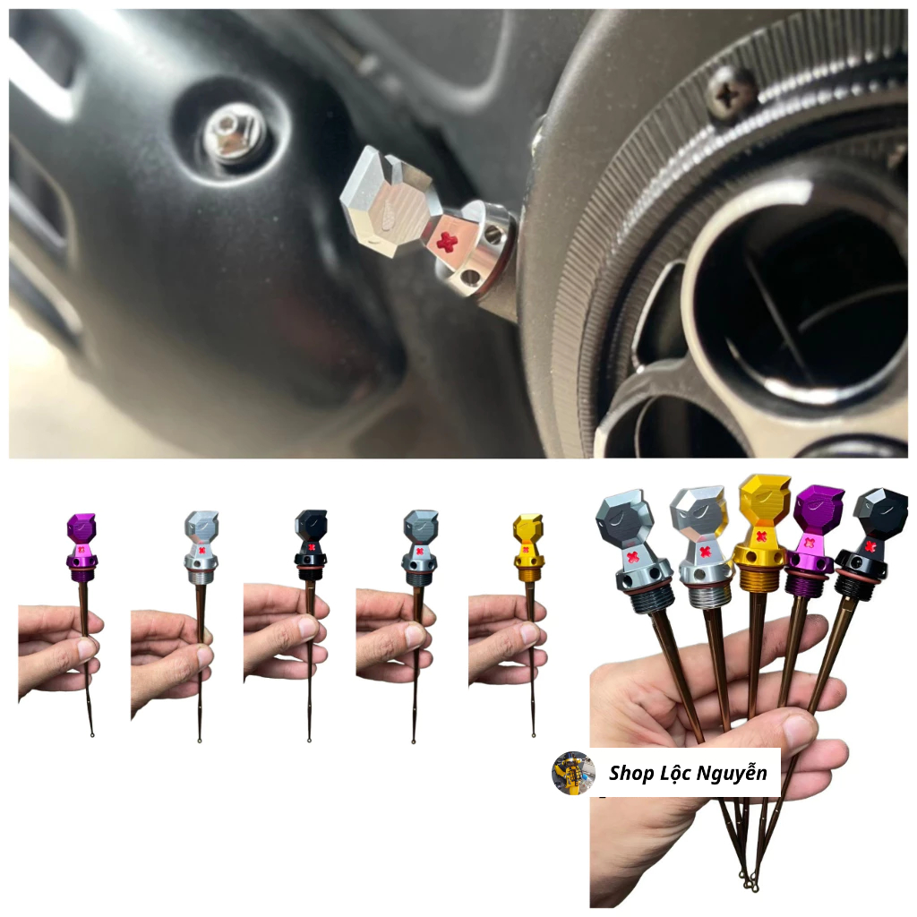 Que thăm dầu nhớt Vespa Marus Factory ver 2024 full nhôm CNC chỉ dành ...