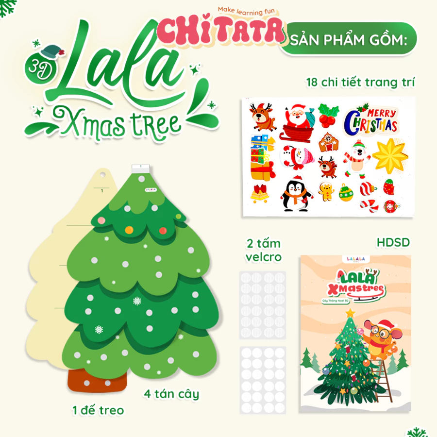 Cây Thông Noel Treo Dán Tường 3D Lala Xmas Tree Tặng 2m Đèn Led Nhiều ...