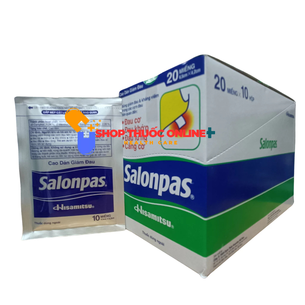 [FULL BOX 10 hộp x 20 miếng] Cao dán SALONPAS dùng giảm đau trong các ...