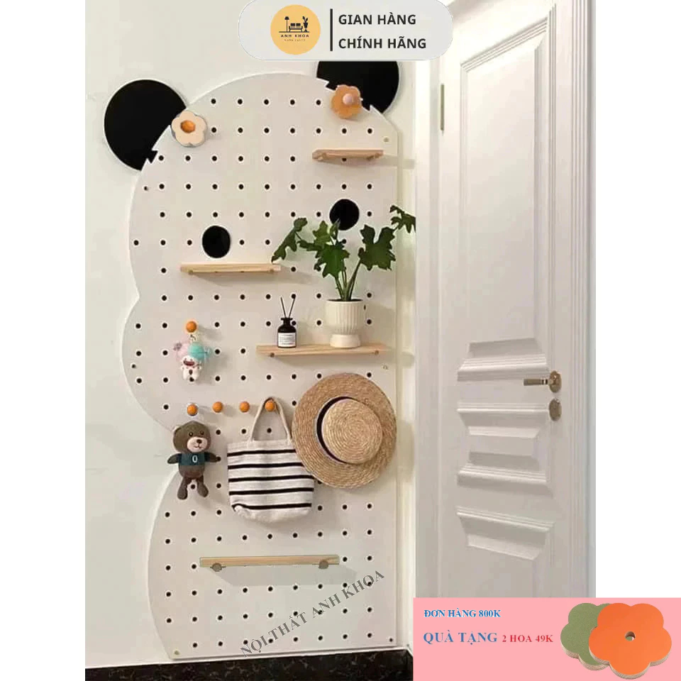 Bảng pegboard gấu treo tường sau cửa dễ dàng gỗ hMDF cốt xanh chống ẩm ...