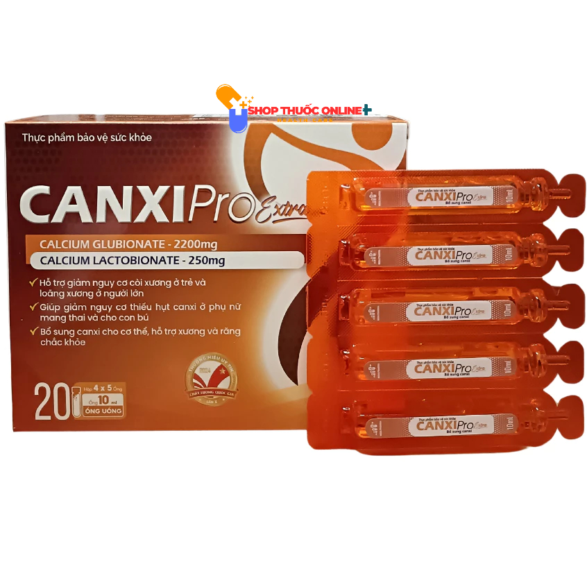 Canxipro Extra Calci Glubionate 2200mg hộp 20 ống Canxi pro bổ sung ...