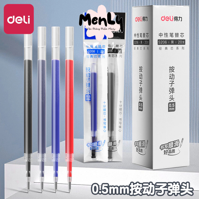 Deli Ruột bút gel 0.5mm dùng cho bút bi nước A575 lâu hết mực không gai khi viết mực trơn tru ...