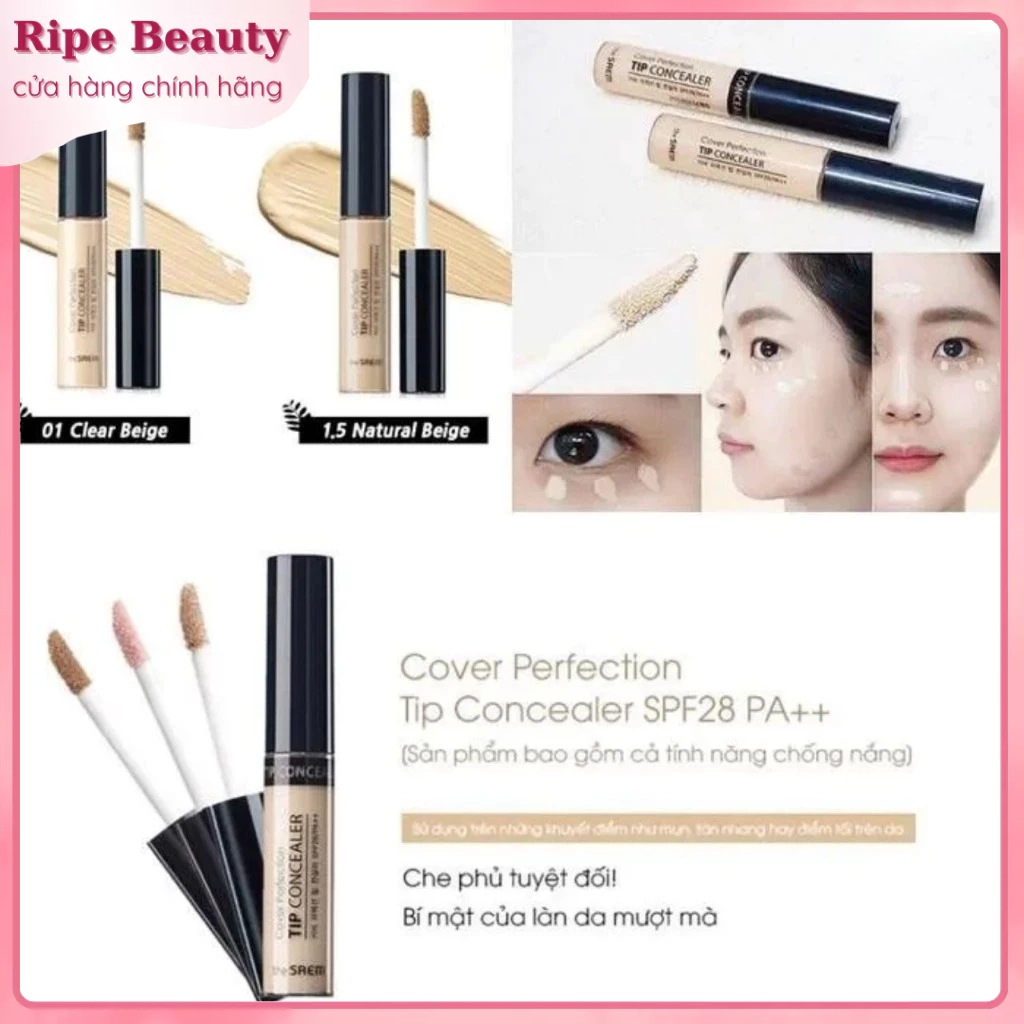 Kem che khuyết điểm the SAEM Cover Perfection Tip Concealer SPF28 PA++ | Shopee Việt Nam