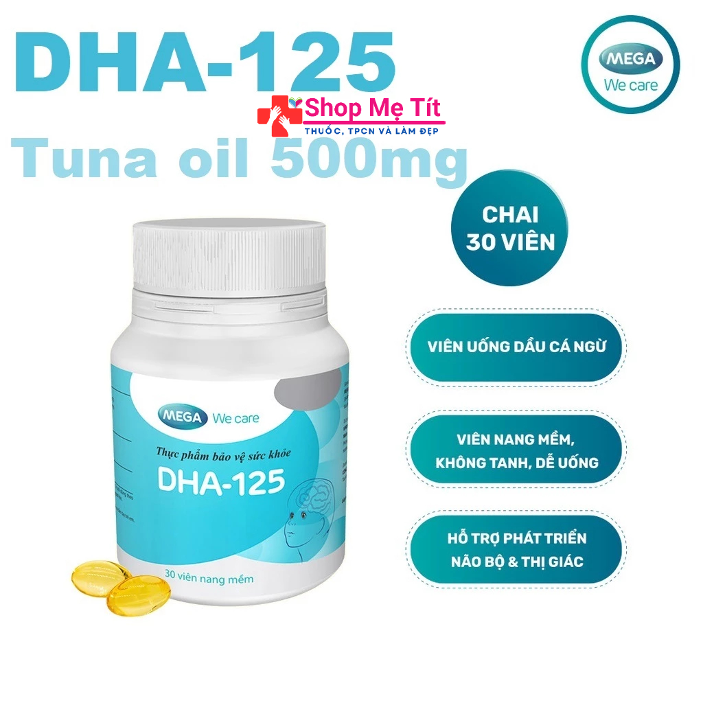 Viên uống DHA 125 giúp bổ sung DHA cho cơ thể, hỗ trợ phát triển não bộ và thị giác (30 viên ...