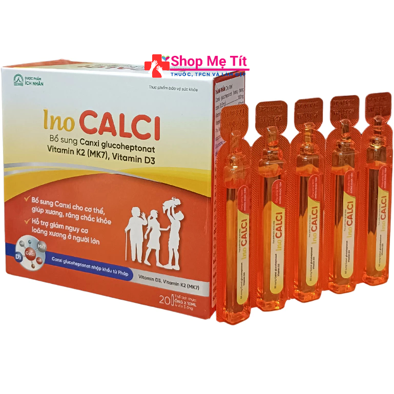 Ino CALCI dạng ống - Bổ sung canxi, Vitamin D3, K2 (MK7) cho phụ nữ có thai và cho con bú (20 ...