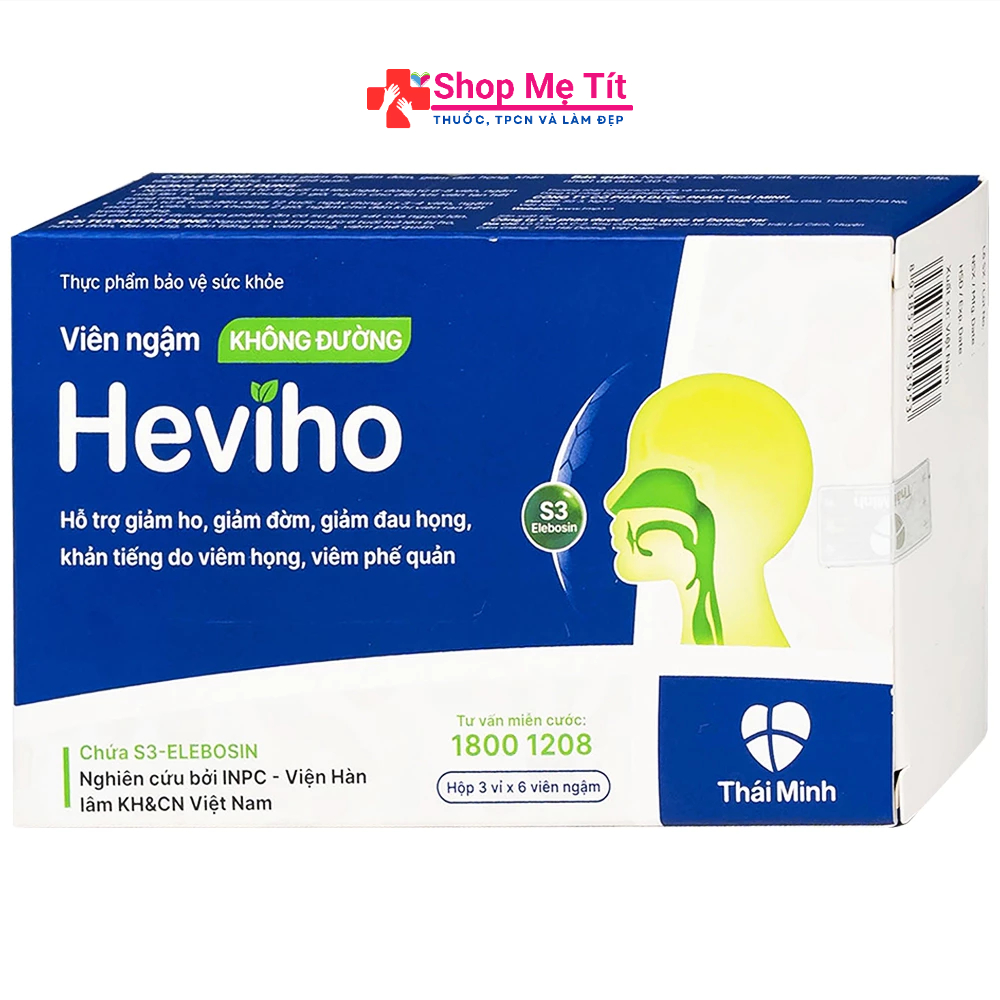 Viên ngậm không đường Heviho Thái Minh hỗ trợ giảm ho, giảm đờm, giảm ...