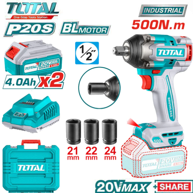 Máy siết bulong dùng pin 20V Total Không Chổi Than - Lực Siết 500N/m TIWLI2050 | Shopee Việt Nam