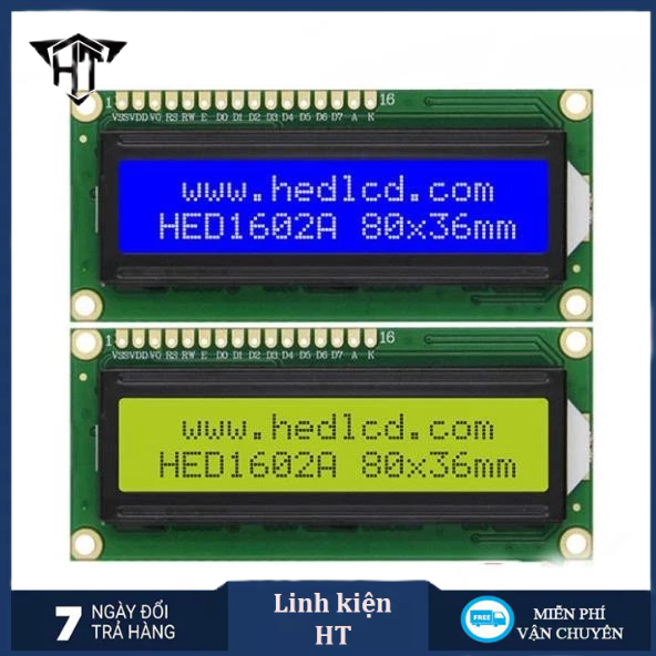 Màn Hình LCD 1602 5V + Mạch Chuyển Đổi I2C - LCD 1602 Xanh Lá/Xanh ...