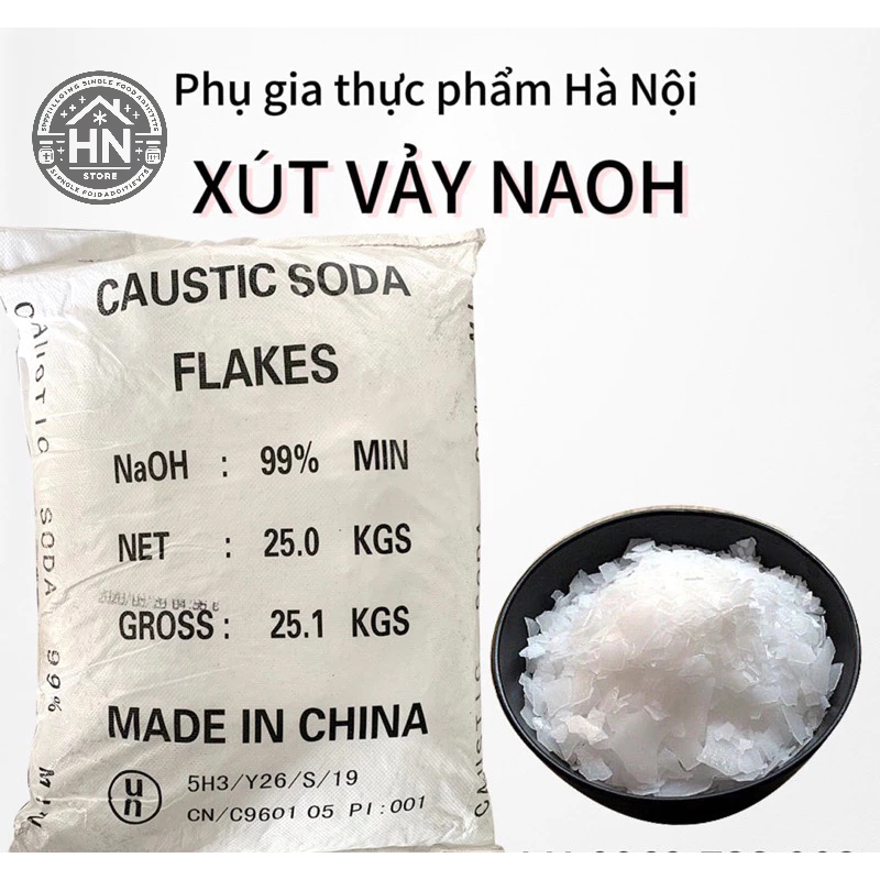 1kg NaOH (Xút vảy- 99% - Natri Hydroxit - Sodium Hydroxide )- Làm phôi ...