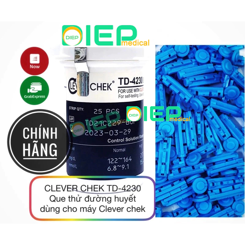 CLEVER CHEK TD-4230 (25 QUE + 25 KIM) - Que thử đường huyết dùng cho ...