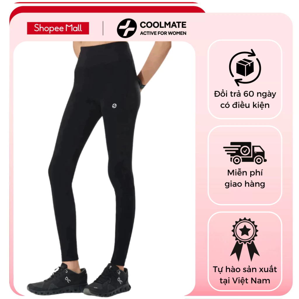 Quần legging nữ cạp cao thể thao chạy bộ tập gym yoga Medium Support ...